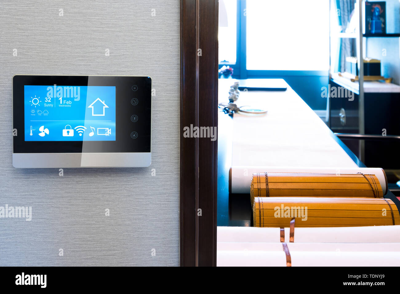 smart screen with smart home with modern study Stock Photo - Alamy