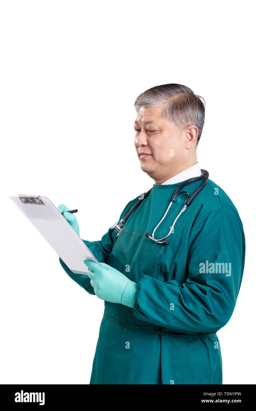 portrait old asian man surgical doctor in surgical gown with ste Stock ...