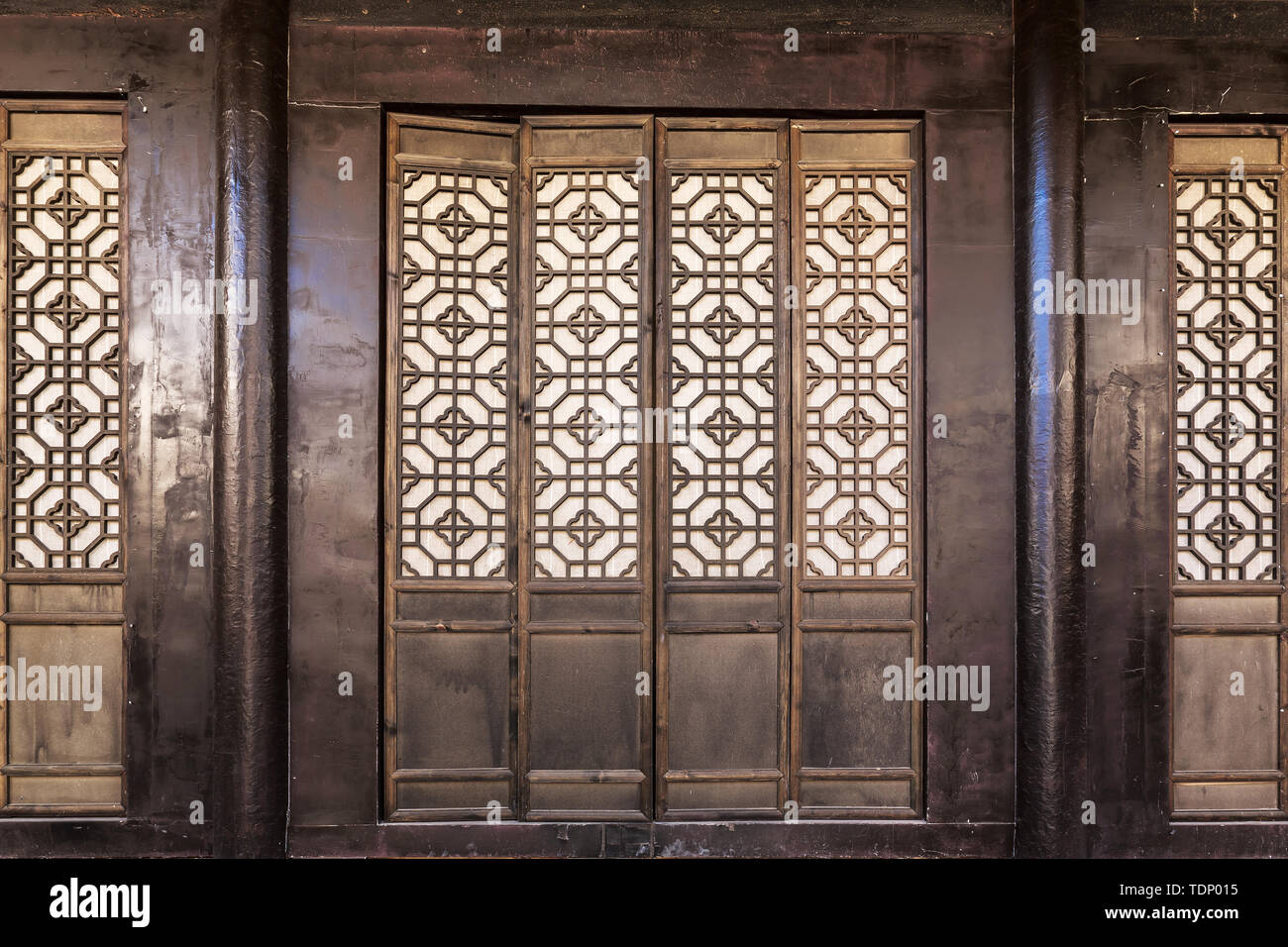 Chinese classical doors and windows of ancient houses, photographed at ...