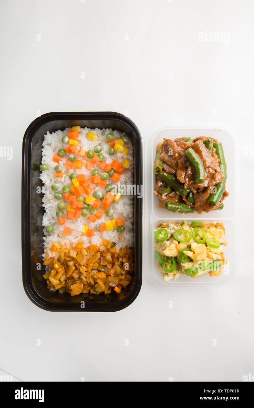 Boxed lunch fast food Stock Photo - Alamy