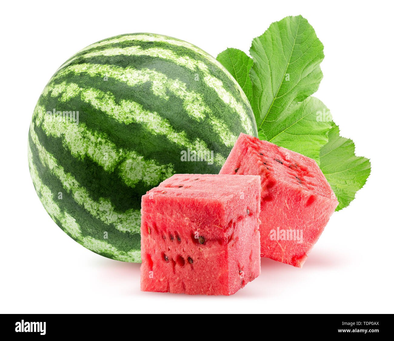 watermelon with cube slices isolated on a white background Stock Photo ...