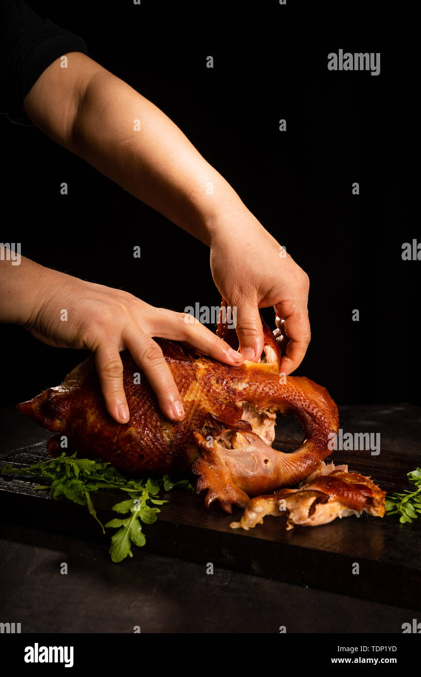 Northeast characteristic traditional hand-torn pickpocket chicken Stock ...