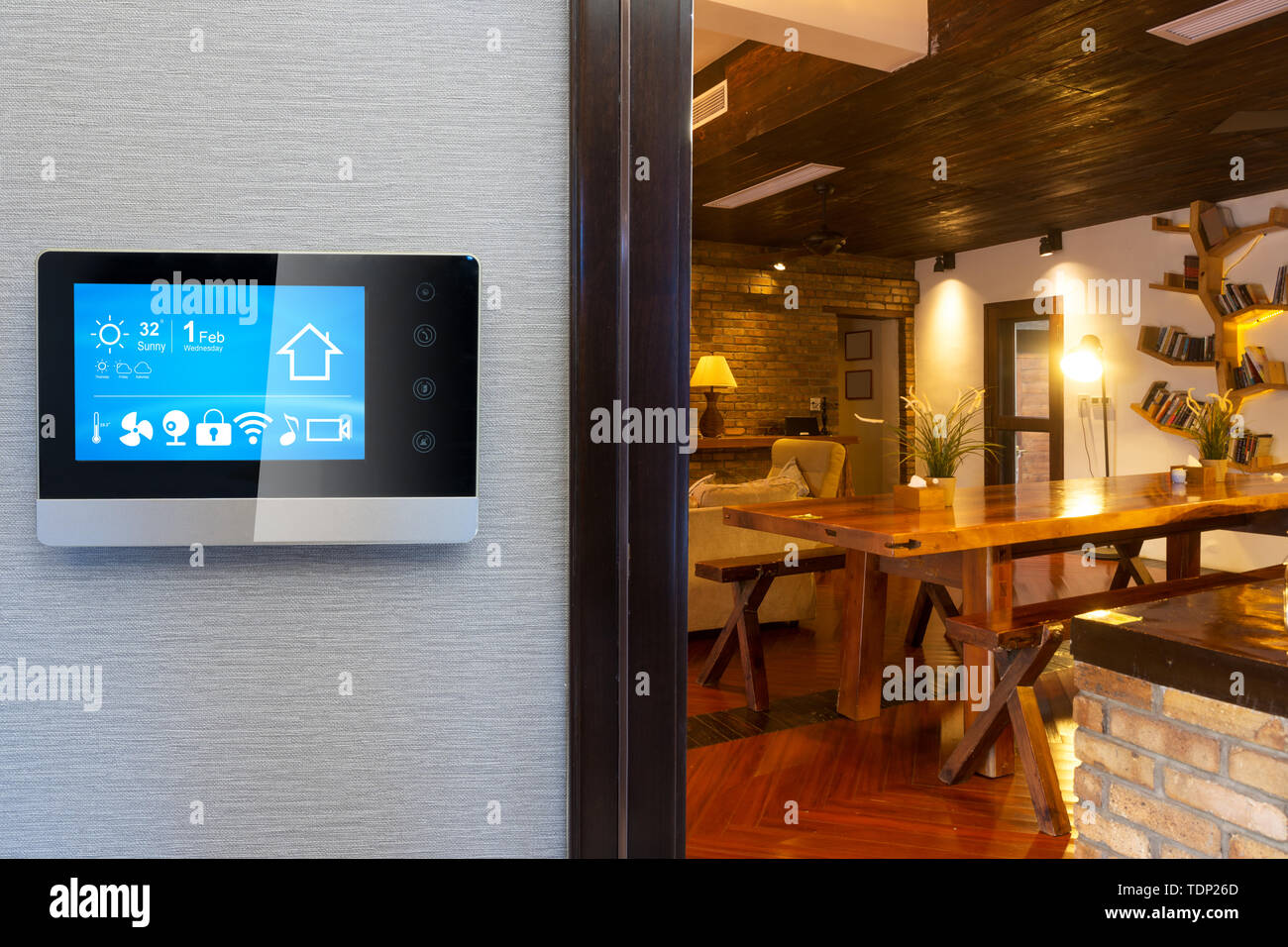 smart screen with smart home with modern restaurant Stock Photo - Alamy