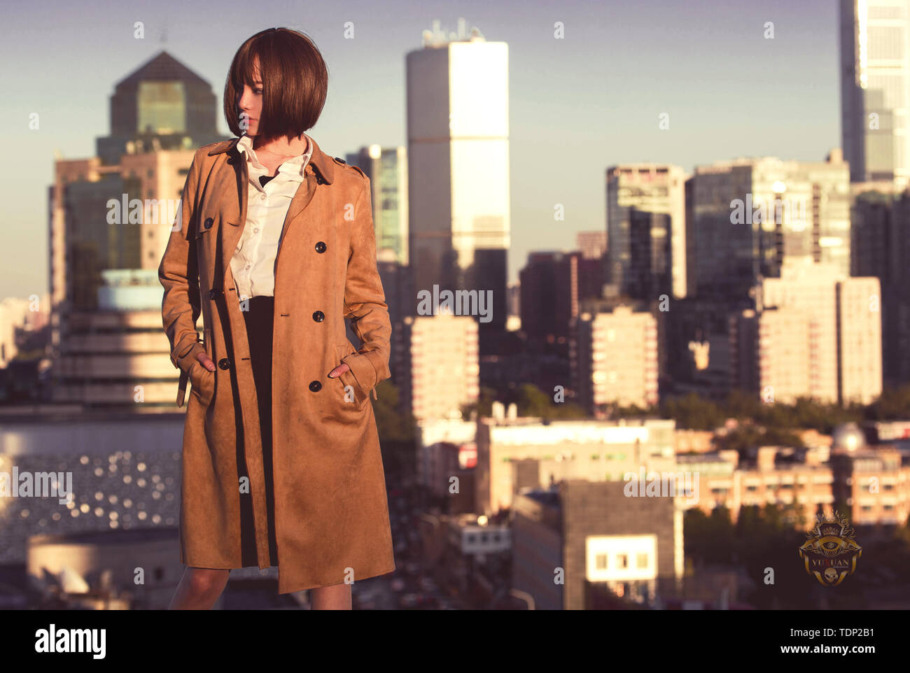 A portrait of a beautiful woman on the roof Stock Photo - Alamy
