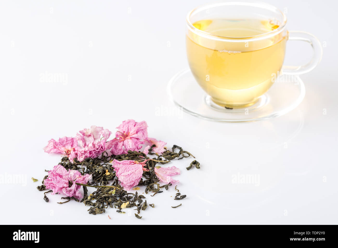 Cherry blossom and tea, a cup of flower tea Stock Photo - Alamy
