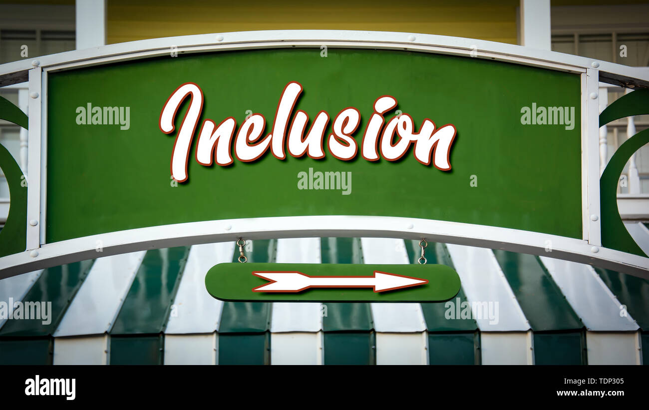 Street Sign the Direction Way to Inclusion Stock Photo - Alamy
