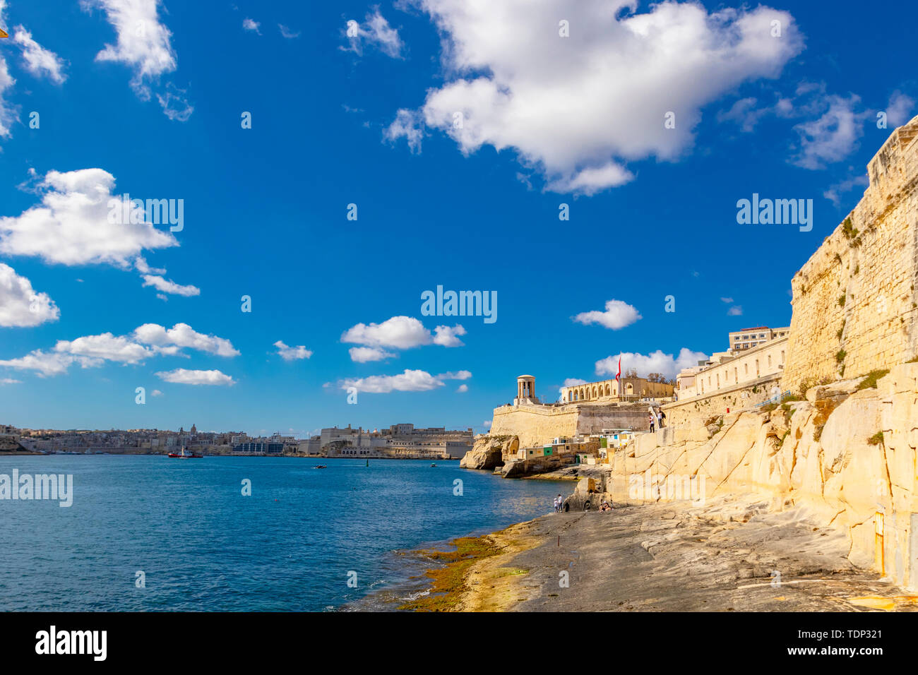 Ancient fortifications of Valletta, medieval castle city stone walls ...