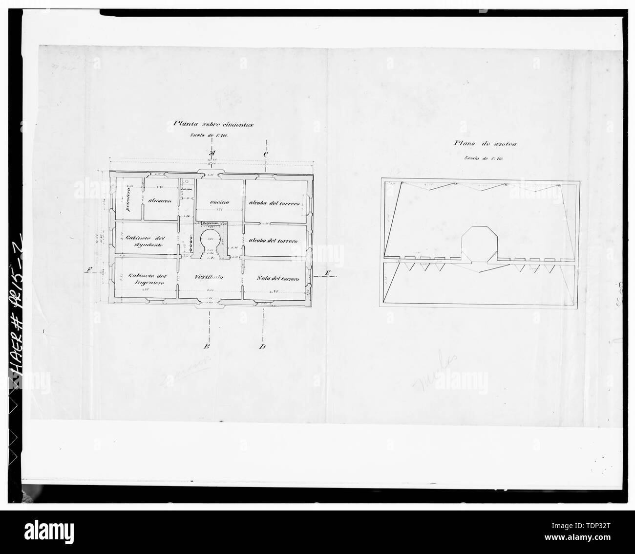 Photocopy of measured drawing, ca. 1894; FLOOR PLAN AND ROOF PLAN ...