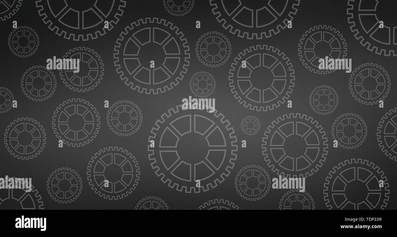 mechanical cogwheel or gear black background, mechanism vector Stock ...