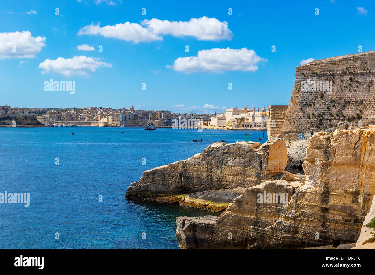 Ancient fortifications of Valletta, medieval castle city stone walls ...