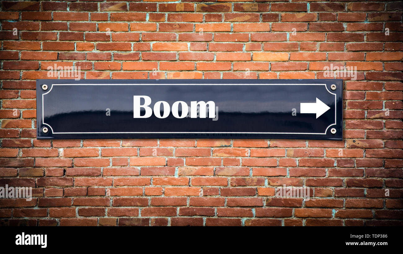 Street Sign the Direction Way to Boom Stock Photo - Alamy