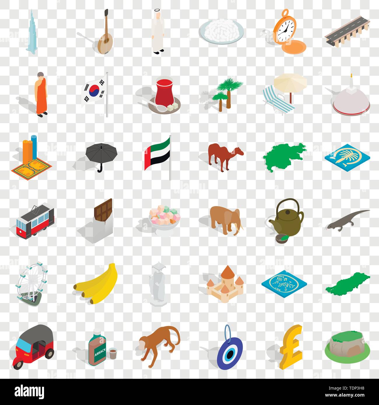 Hot country icons set, isometric style Stock Vector Image & Art - Alamy