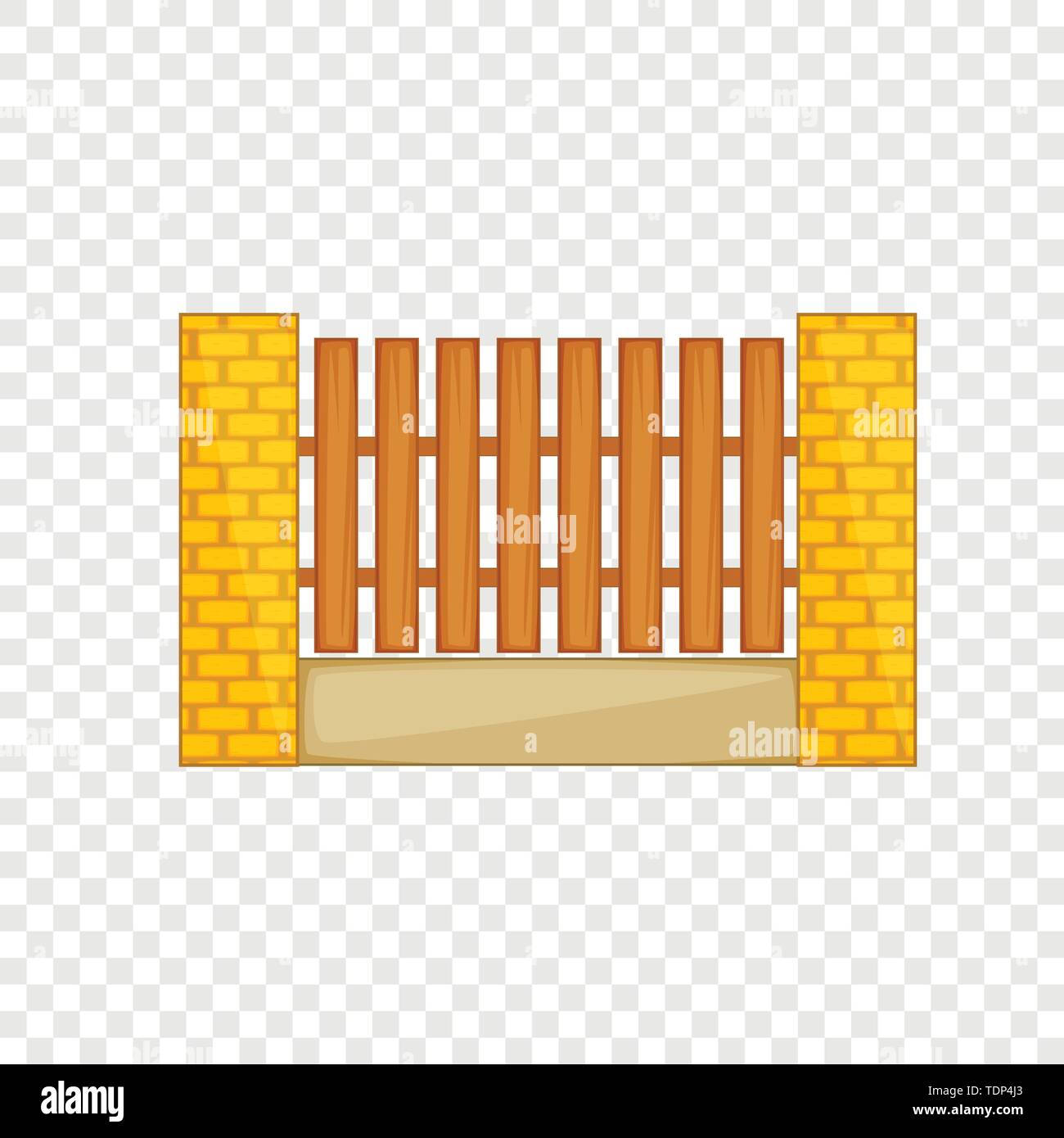 Wooden fence with brick pillars icon cartoon style Stock Vector Image ...
