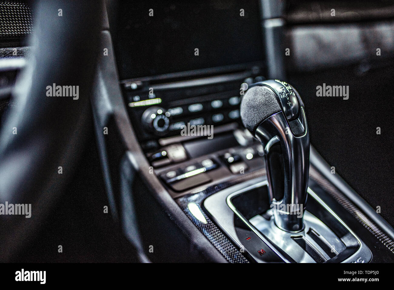 Close-up of car baffle joystick Stock Photo - Alamy