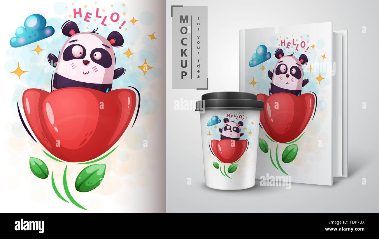 Flower panda - mockup for your idea Stock Vector Image & Art - Alamy