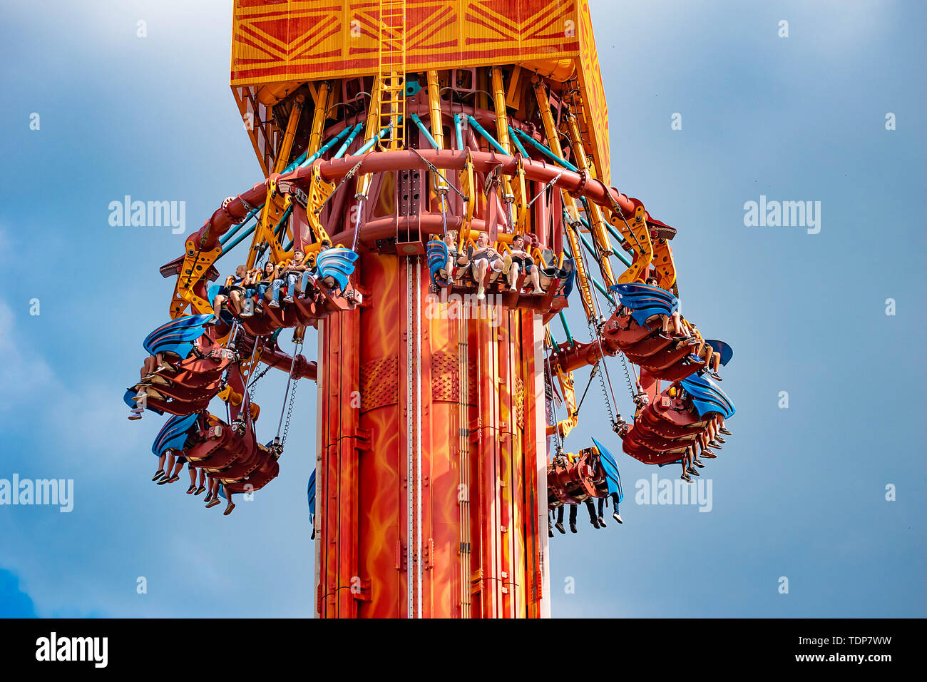 Tampa Bay , Florida. April 28, 2019 . Fall down from the sky at Falcons ...