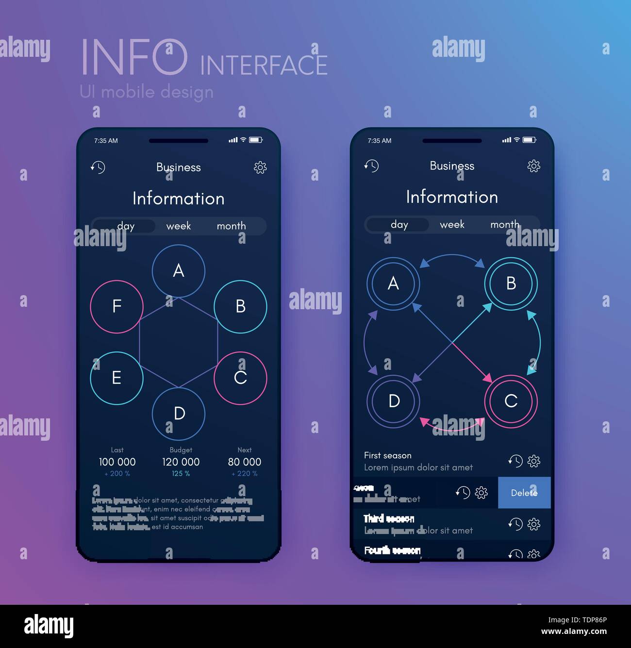 Vector graphics mobile infographics with four and six options. Template ...
