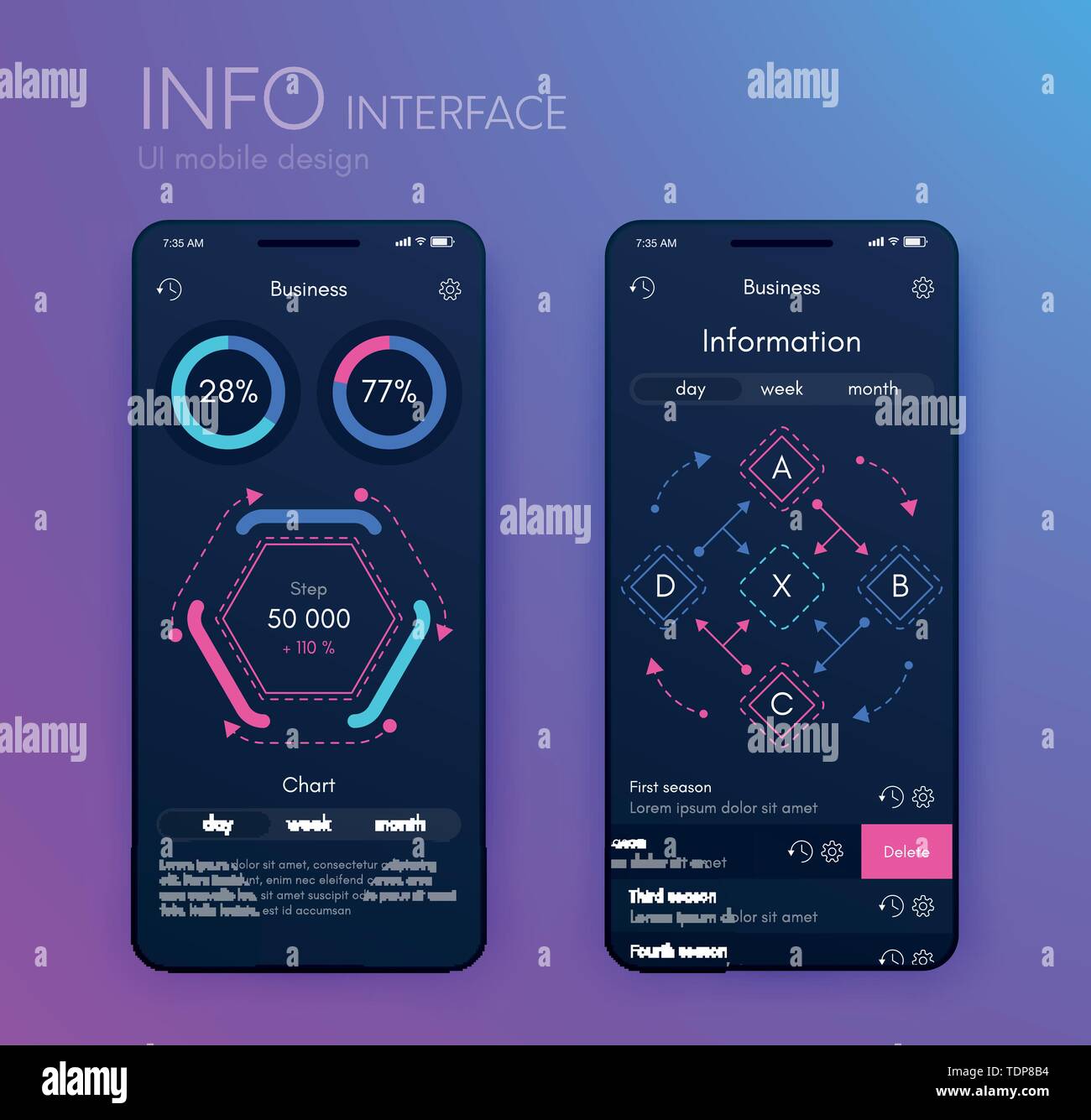 Vector graphics mobile infographics with three and four options ...
