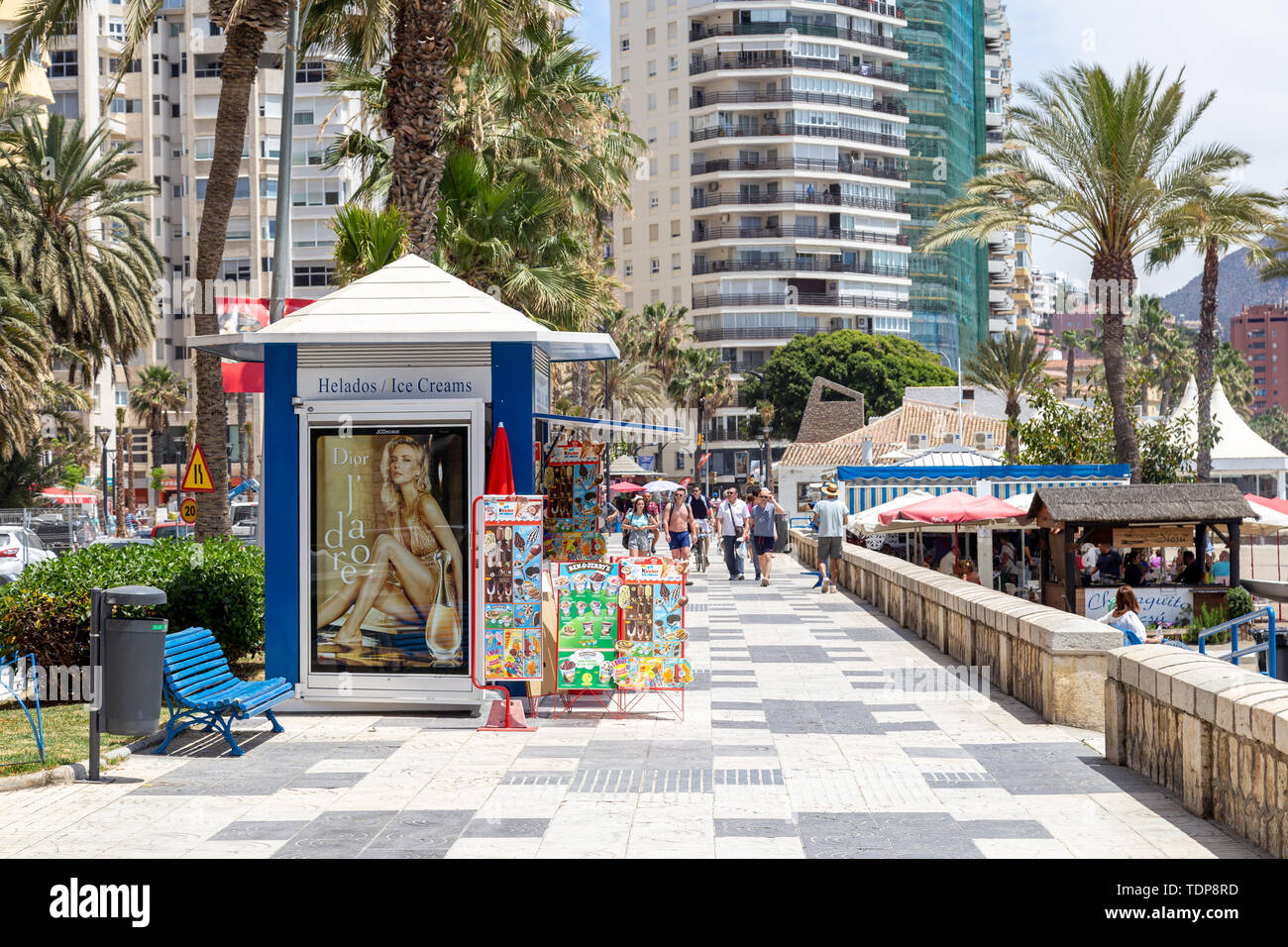 Malagueta Beach Promenade in Malaga, Spain Stock Photo - Alamy