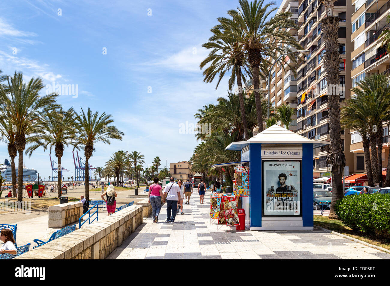 Malagueta Beach Promenade in Malaga, Spain Stock Photo - Alamy