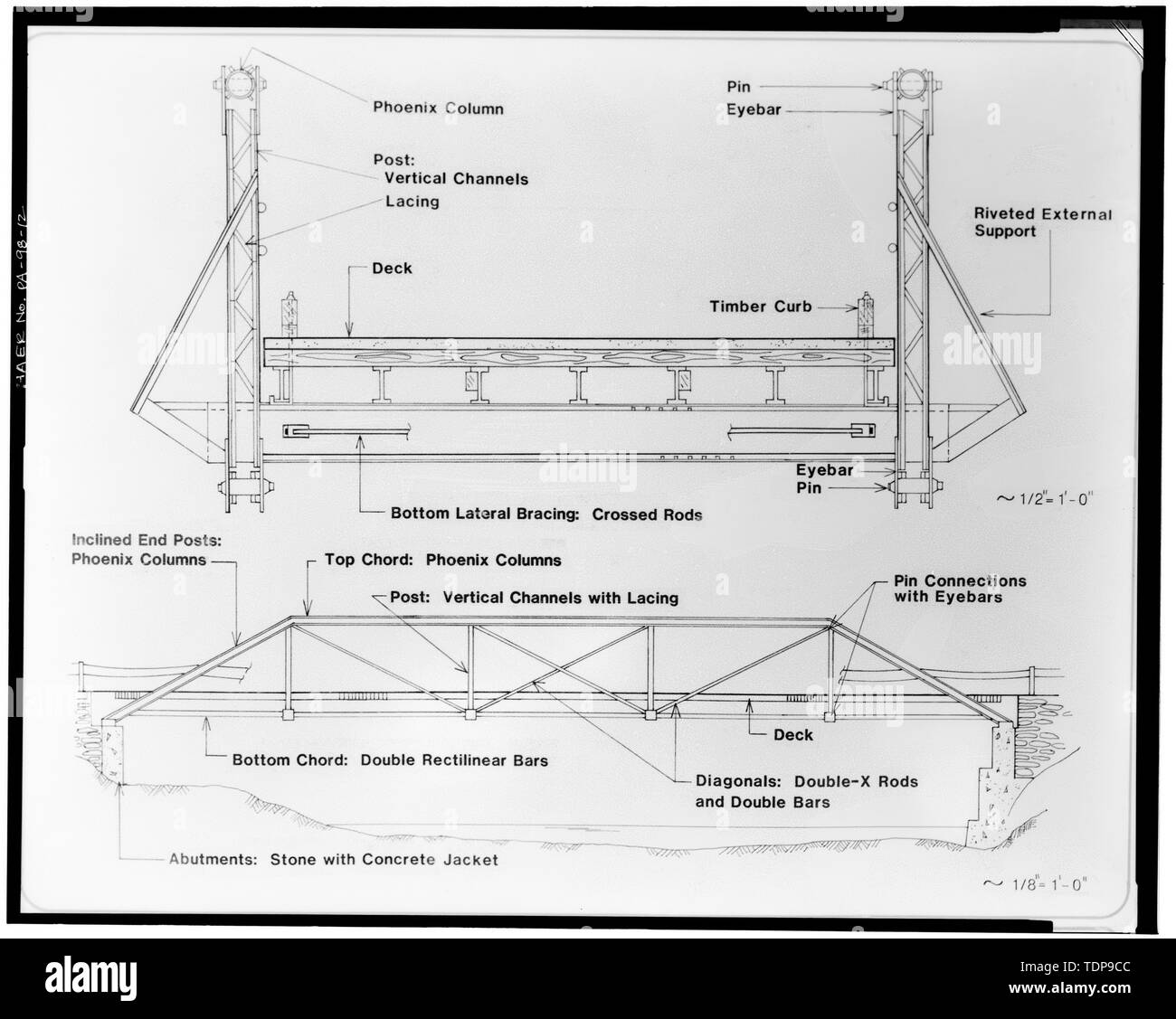 Photocopy of bridge drawing, 1984. ELEVATION AND SECTION. (Courtesy of ...