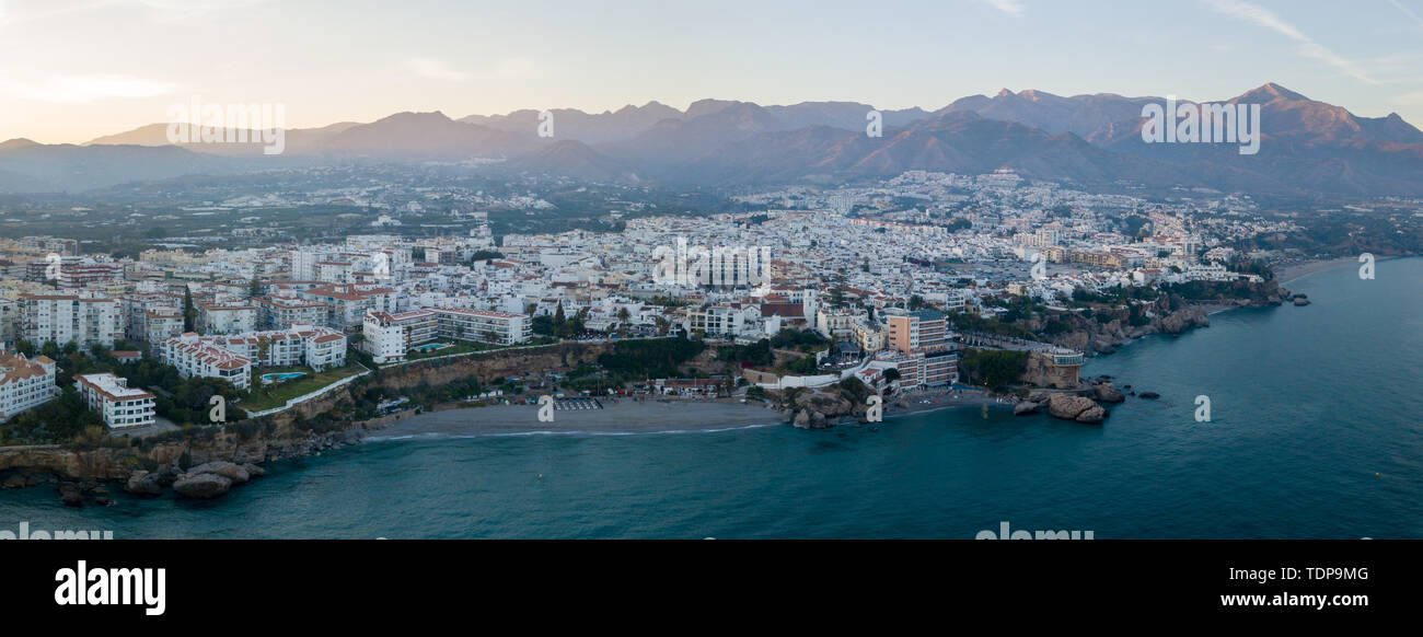 Aerial panoramic view of Nerja, Spain Stock Photo - Alamy