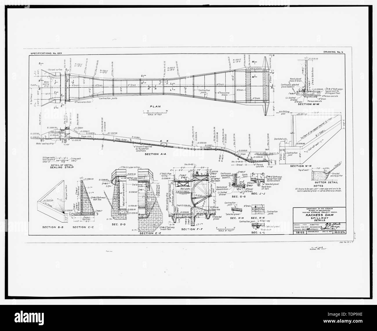 Photocopy of construction drawing, U.S. Bureau of Reclamation, 5 ...