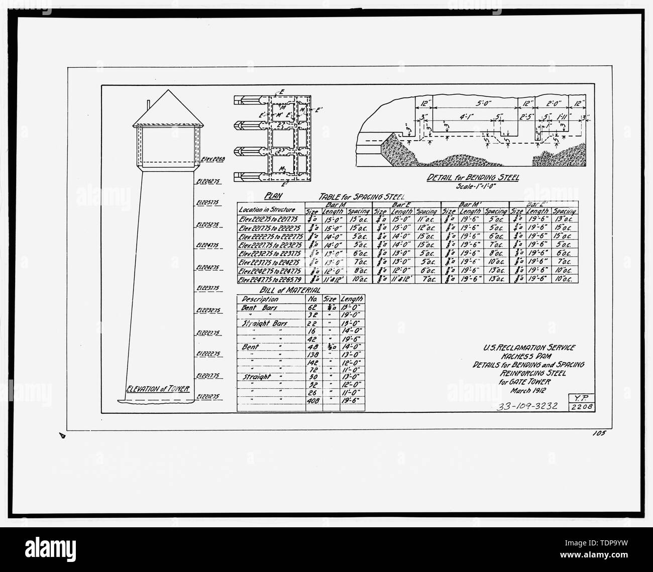 Photocopy of construction drawing, U.S. Reclamation Service, March 1912 ...