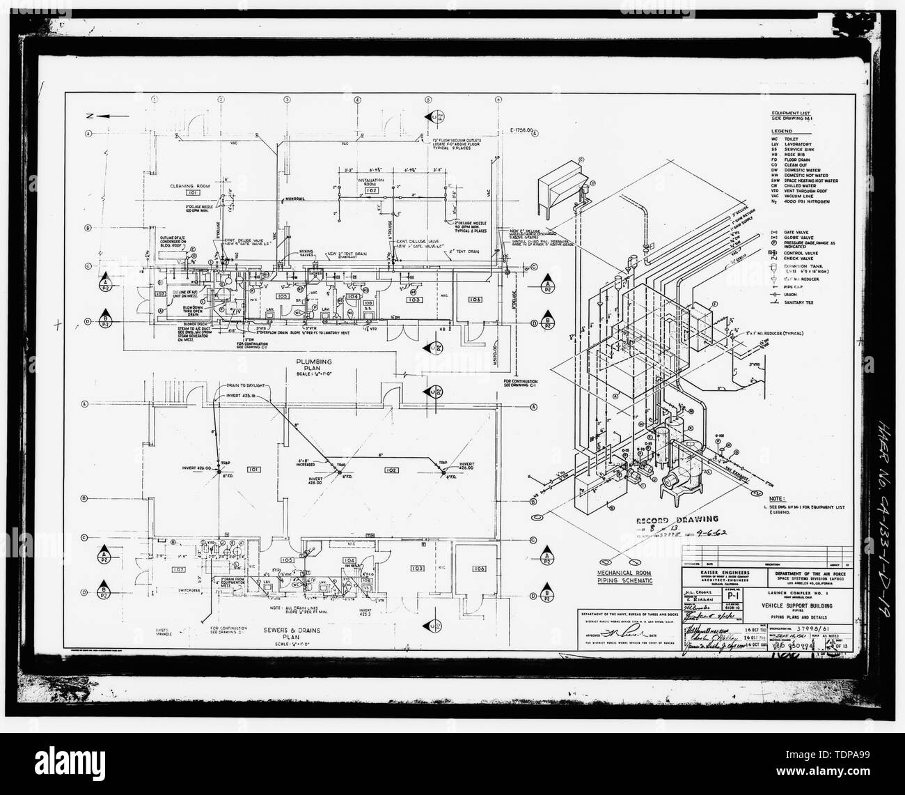 Photocopy of drawing (1961 piping drawing by Kaiser Engineers) PIPING ...