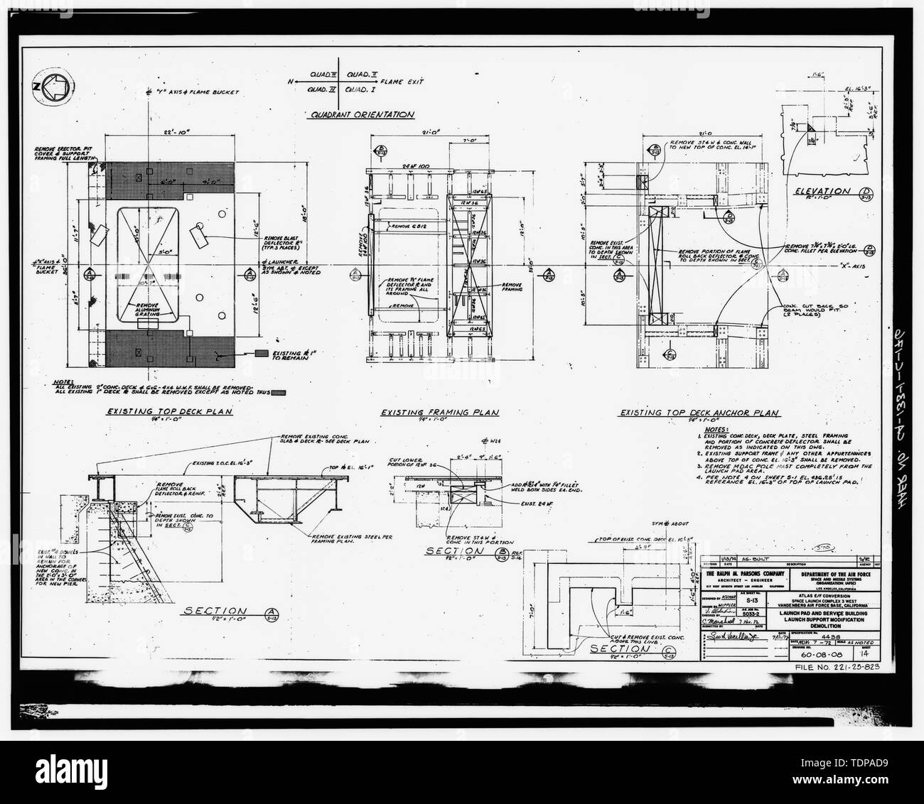 Photocopy of drawing (1972 structural drawing by the Ralph M. Parsons ...