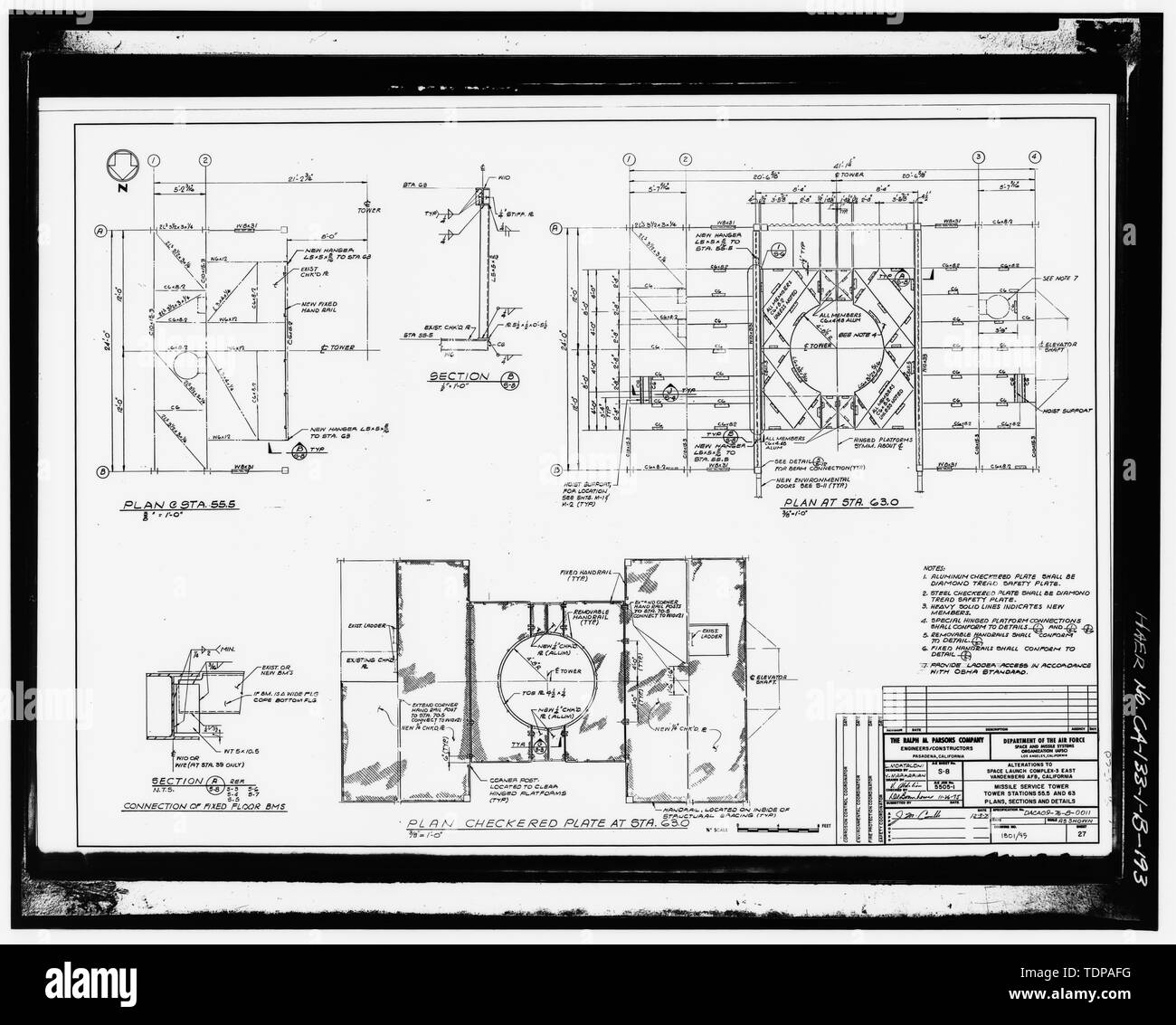 Photocopy of drawing (1975 structural drawing by the Ralph M. Parsons ...