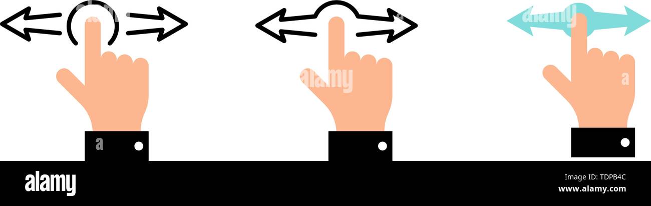 Hand finger left right horizontal swipe gestures icon set colored ... Hand finger left right horizontal swipe gestures icon set colored ...