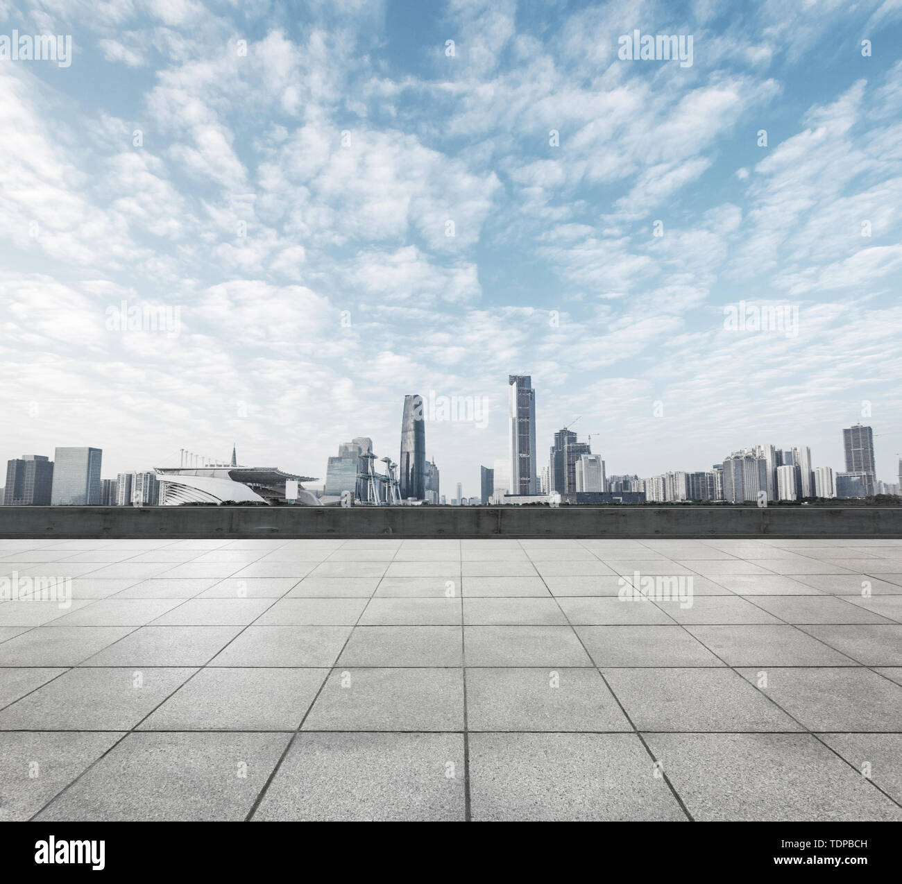 modern square with skyline and cityscape background Stock Photo - Alamy
