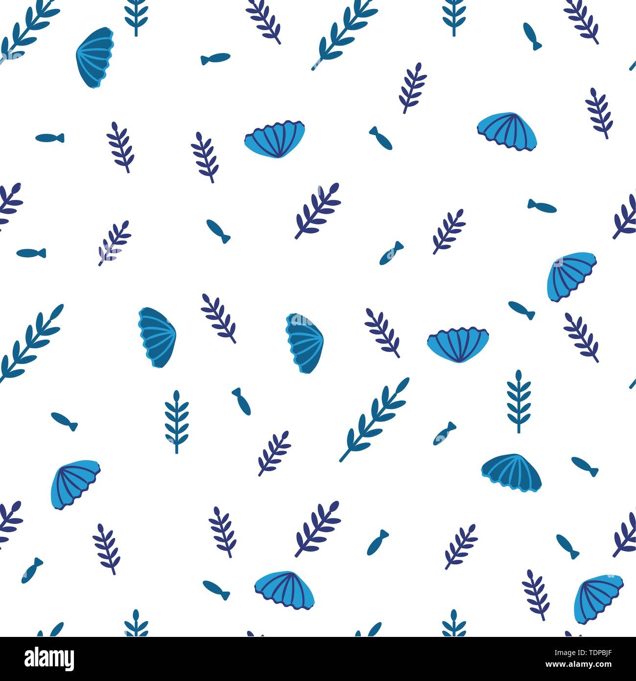 Marine background Hand drawn vector illustrations - seamless pattern of ...