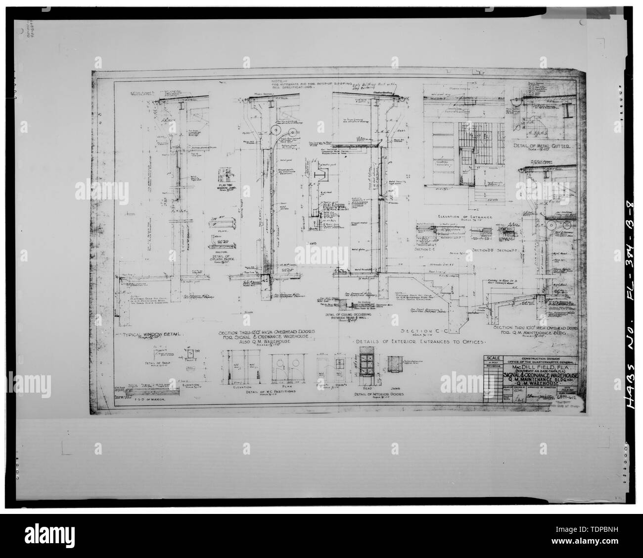 Photocopy of drawing (original drawing of Signal and Ordnance Warehouse ...