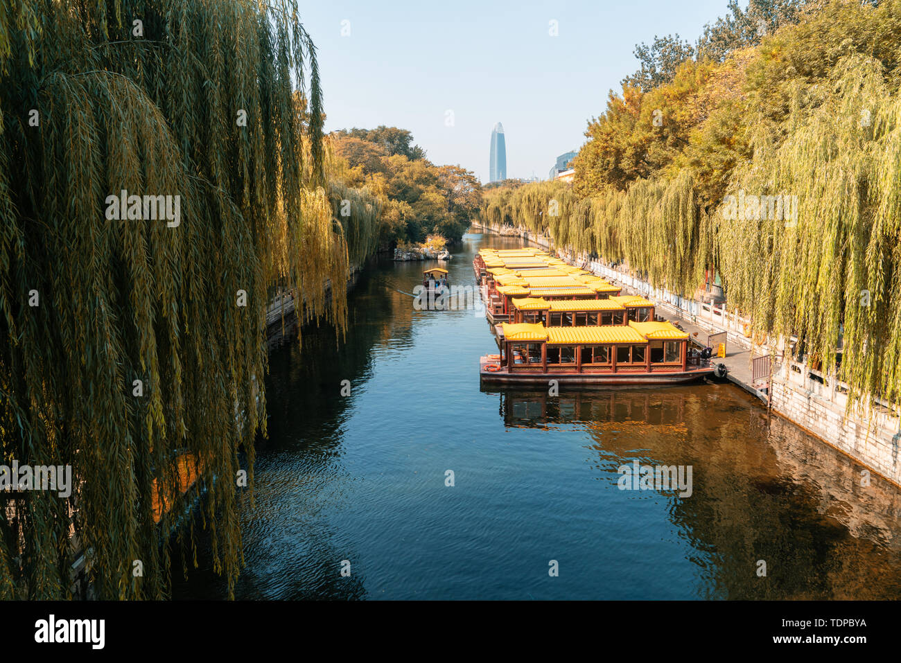 Scenery of Black Tiger Spring Moat Park in Jinan, Shandong Province ...