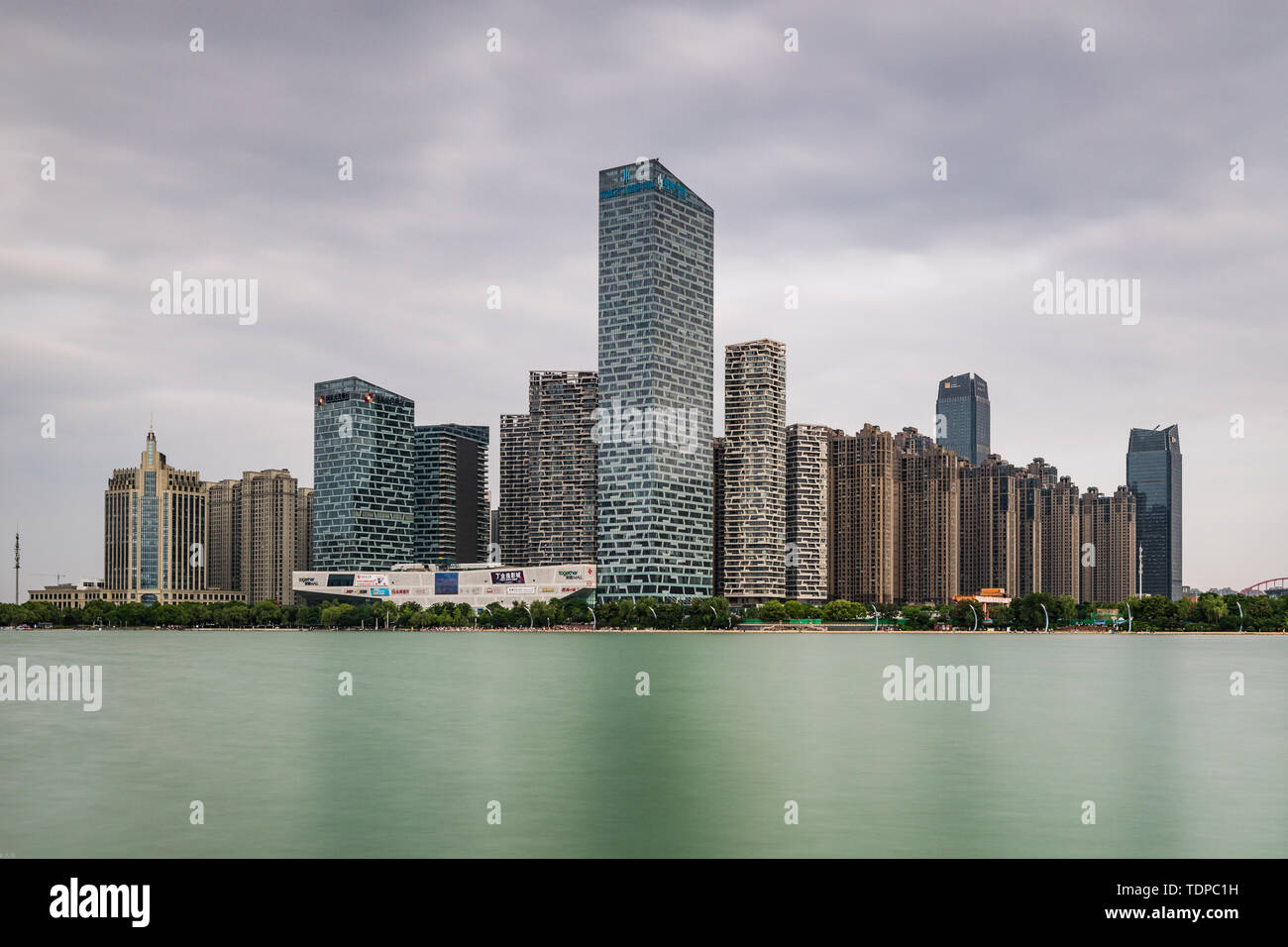 Architecture around Swan Lake, Hefei City, Anhui Province Stock Photo ...