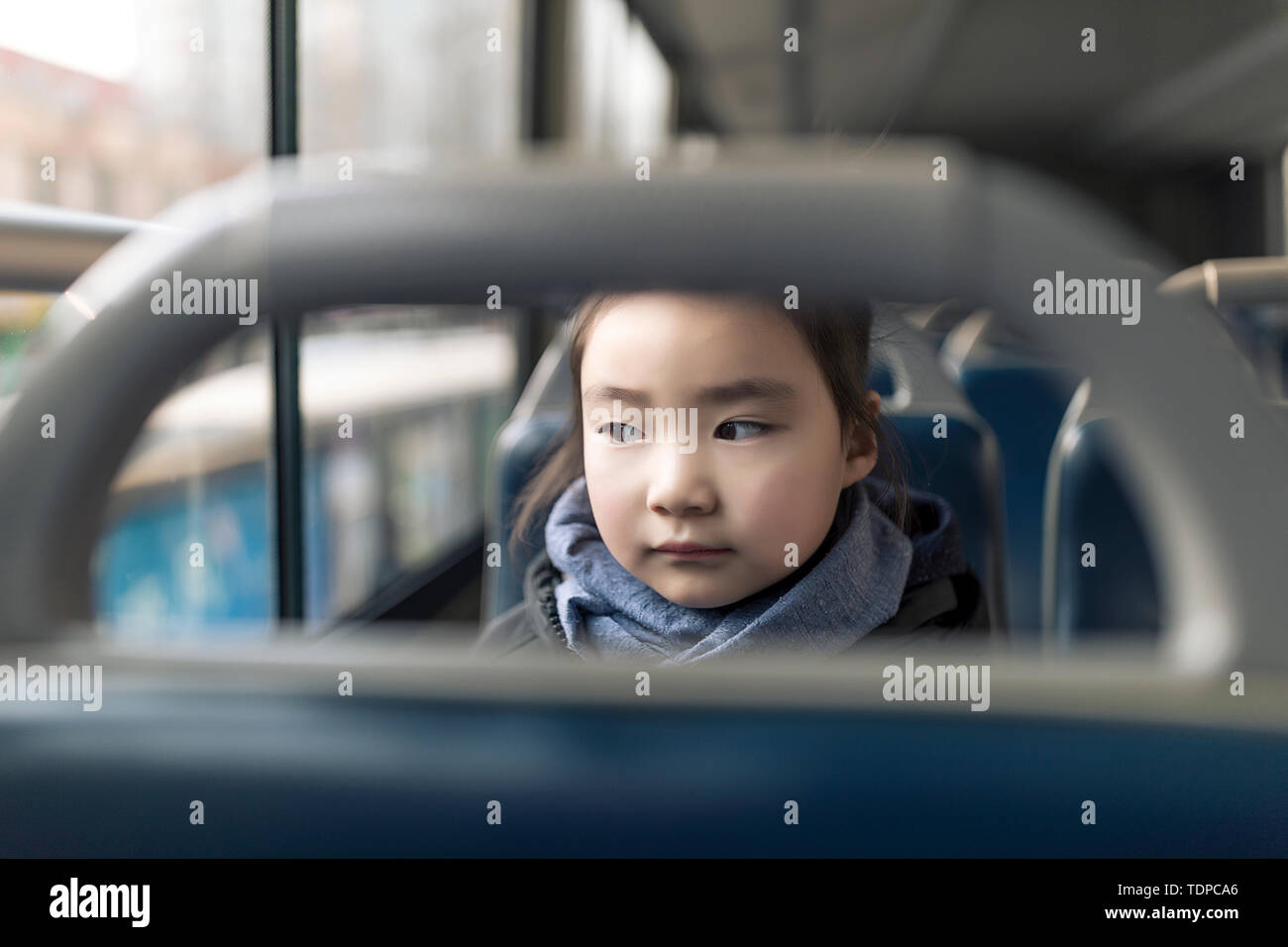 Adorable little Asian girl on the bus Stock Photo - Alamy