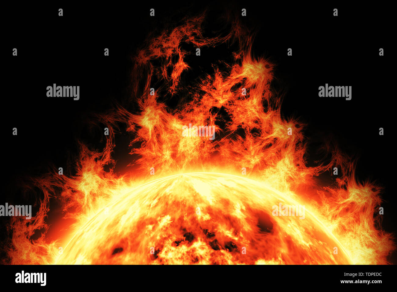 Three-dimensional rendering, fireball with black background Stock Photo ...
