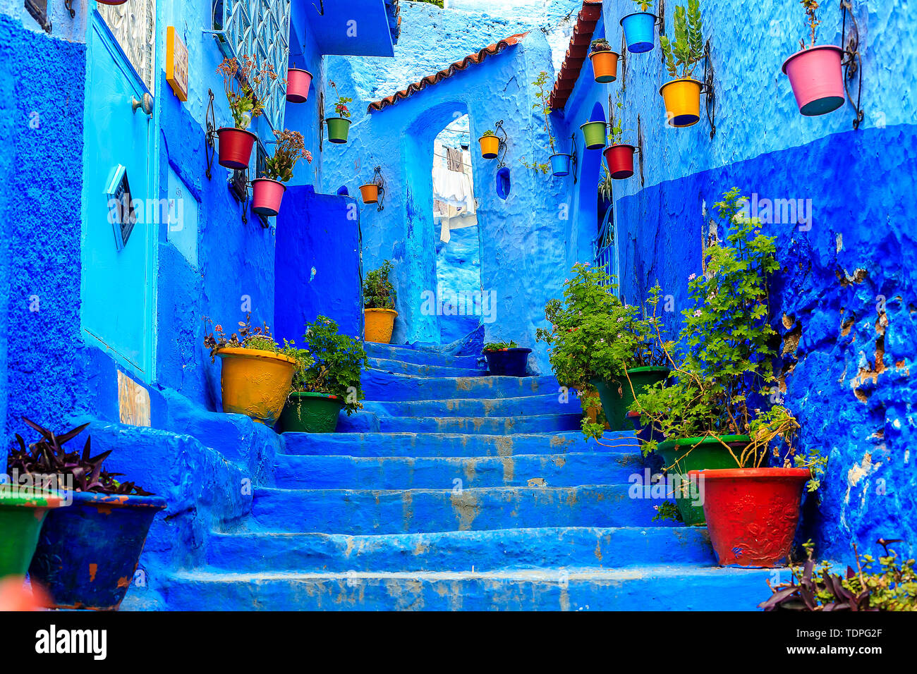 Chefchaouen, a city with blue painted houses. A city with narrow ...