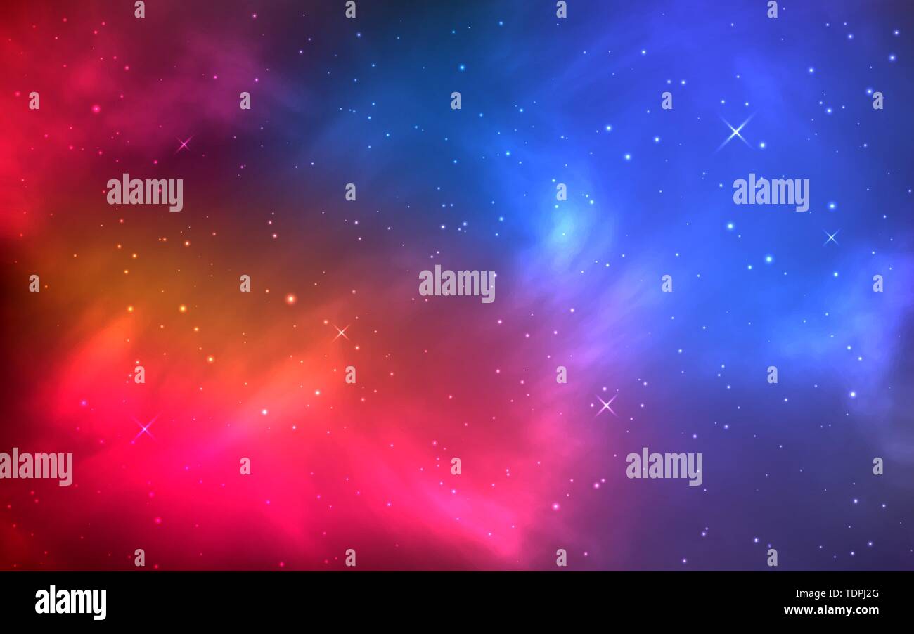 Realistic color space with nebula and shining stars. Bright cosmos with ...