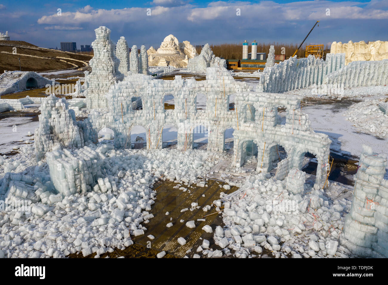 In the ice and snow world in Harbin on March 15, 2019, as temperatures ...