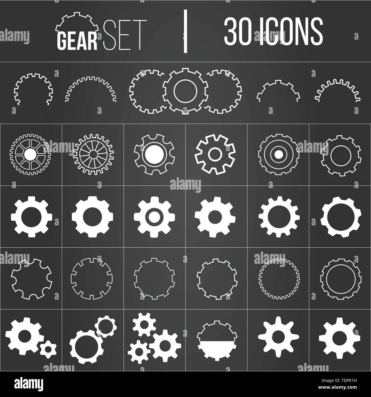 Collection of gearwheel mechanism icon set. Vector illustration ...