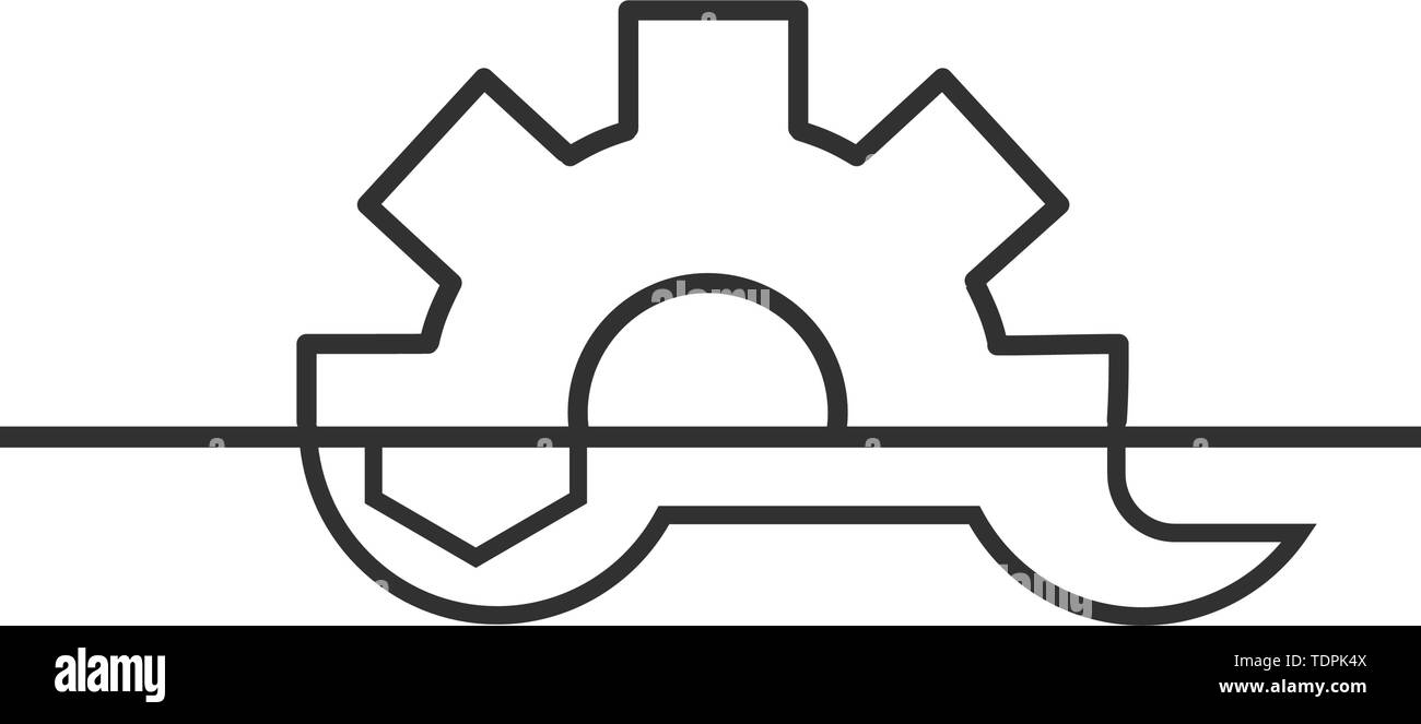 Wrench and gear icon, a symbol of development and customization. Vector ...