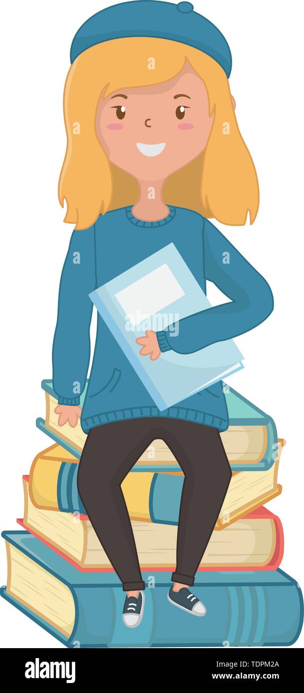 Girl cartoon design, School education learning knowledge study and ...