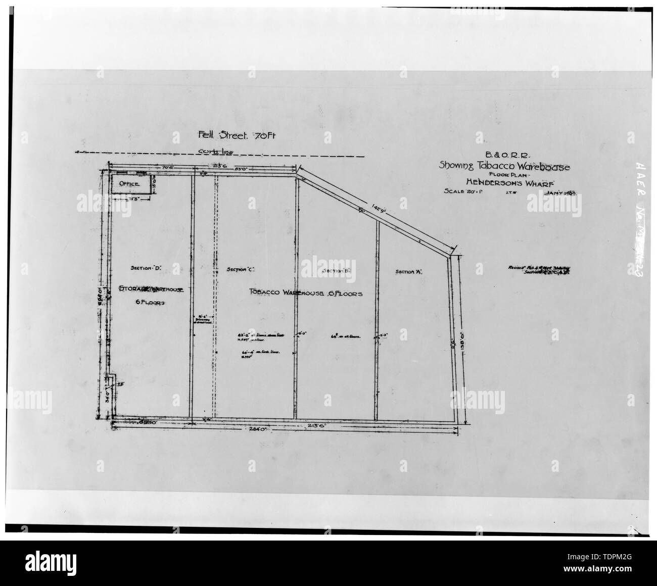 Photocopy of tracing from blueprint, Baldwin and Pennington, Architects ...