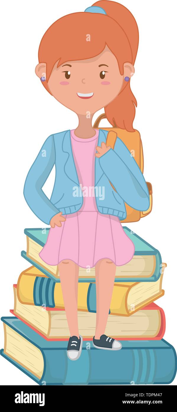 Girl cartoon design, School education learning knowledge study and ...