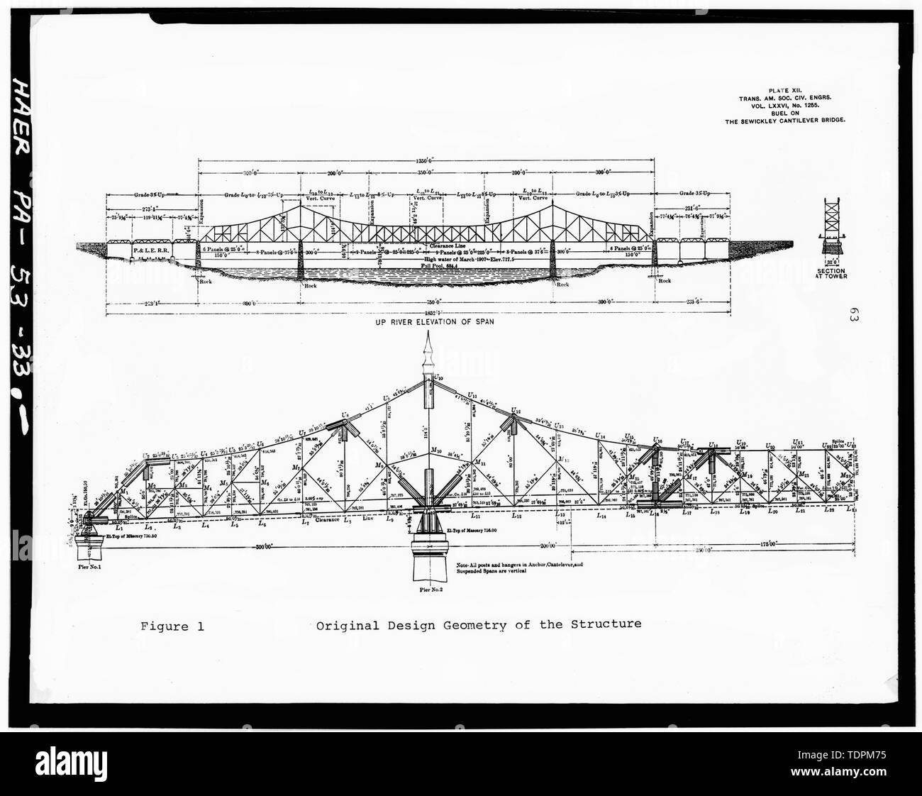 Photocopy, original design geometry of the structure. - Sewickley ...