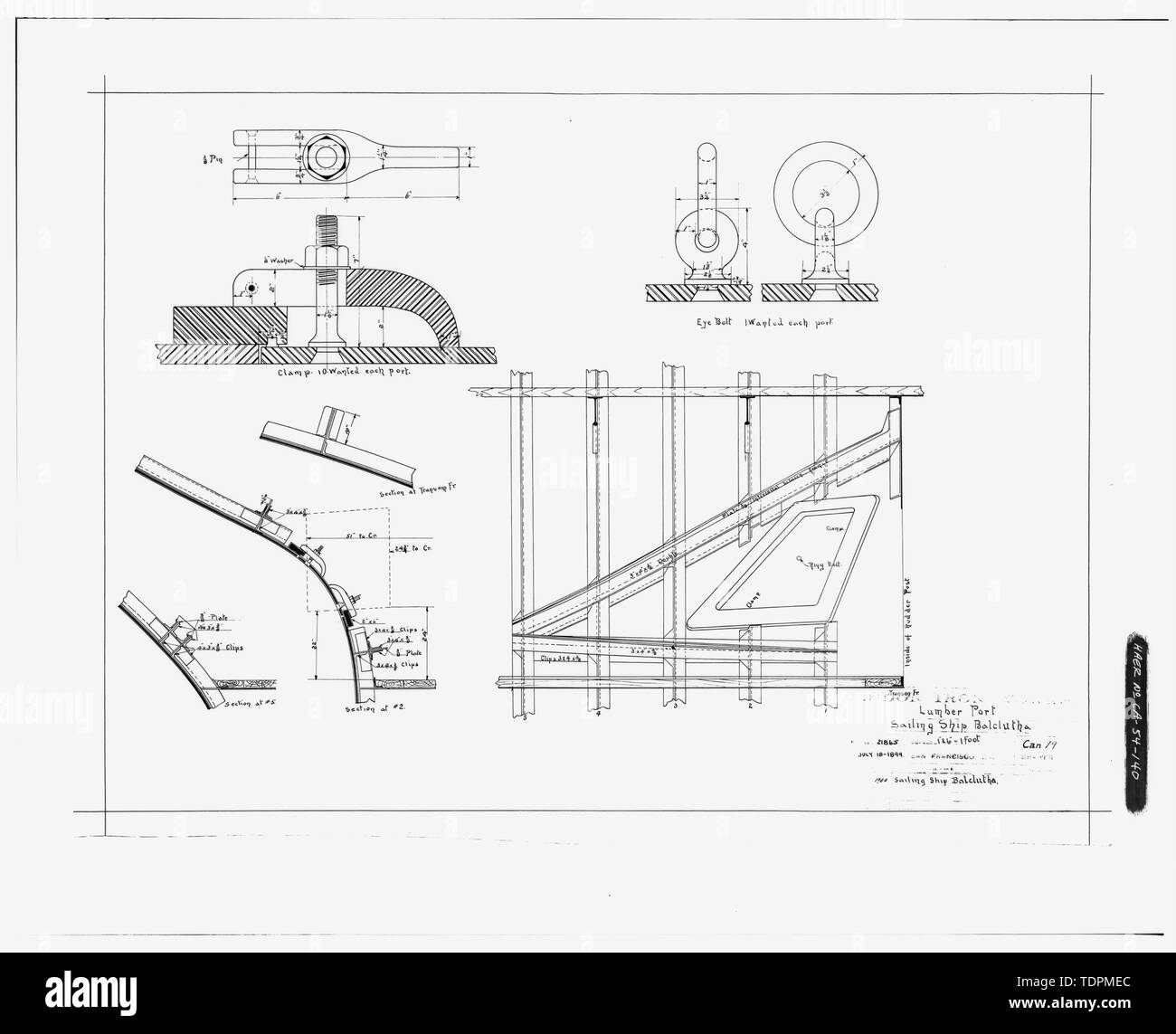 Photograph of a copy of the original shop drawing for the lumber ports ...