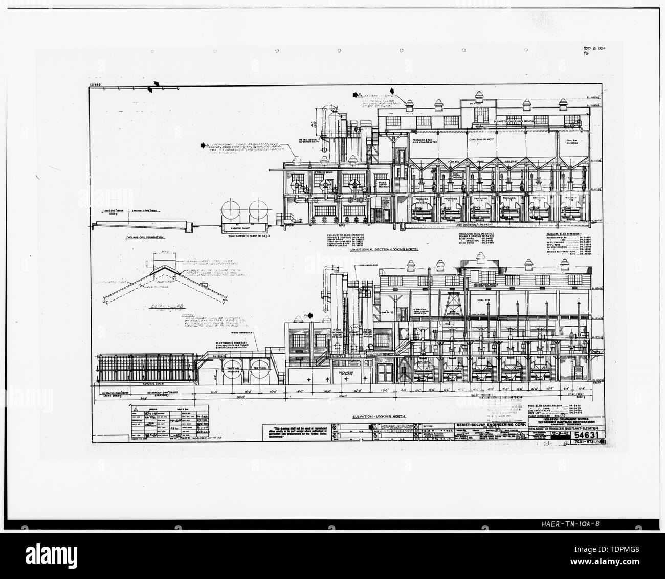 Photograph of a line drawing. 'GENERAL ARRANGEMENT OF PRODUCER GAS ...